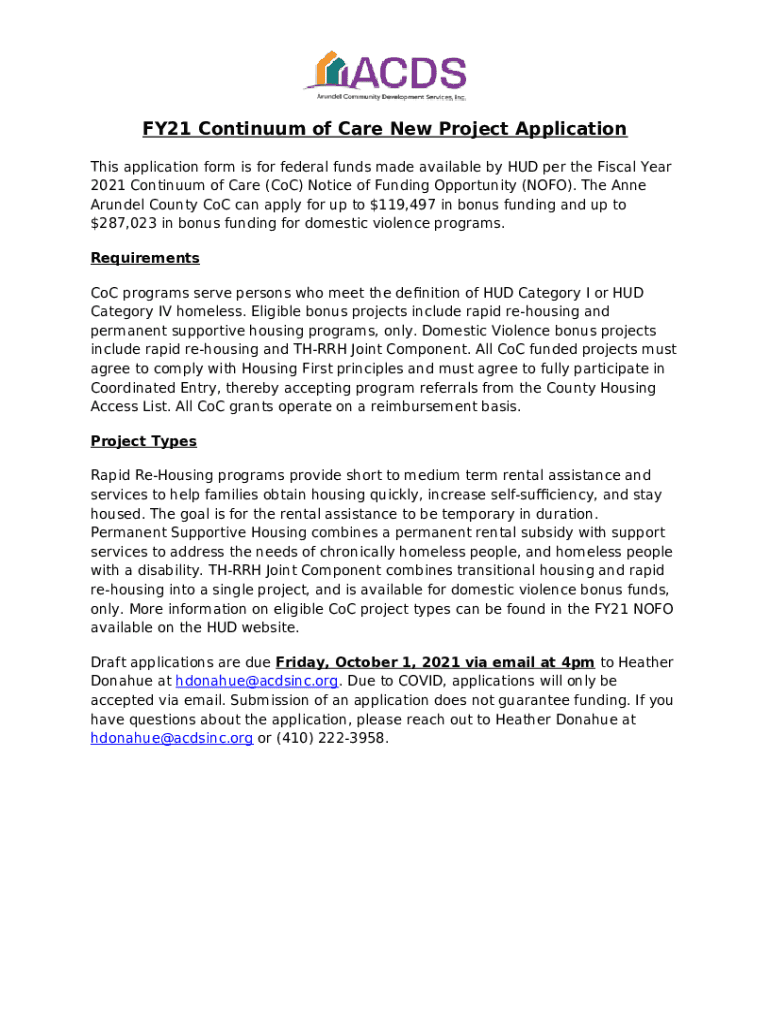FY21-CoC-New-Project-Application. ... Doc Template | pdfFiller