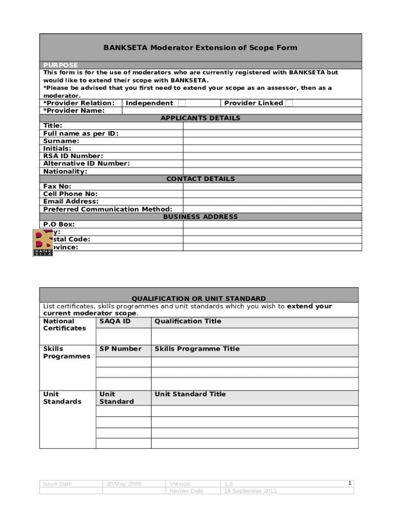 Moderator Extension of Scope Doc Template | pdfFiller