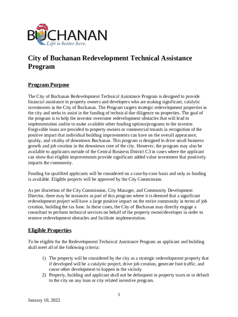 Approval of Redevelopment Technical Assistance Program Doc Template ...