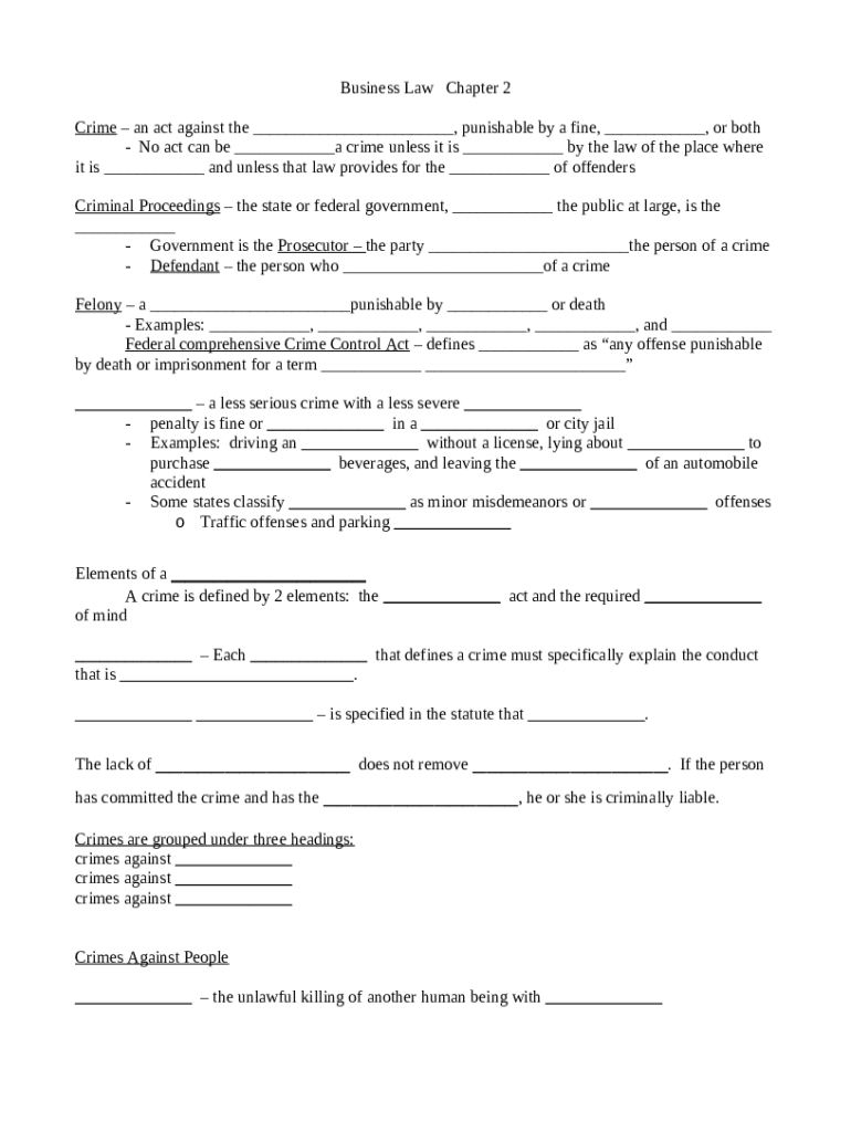 Business LawChapter 2 Doc Template | pdfFiller