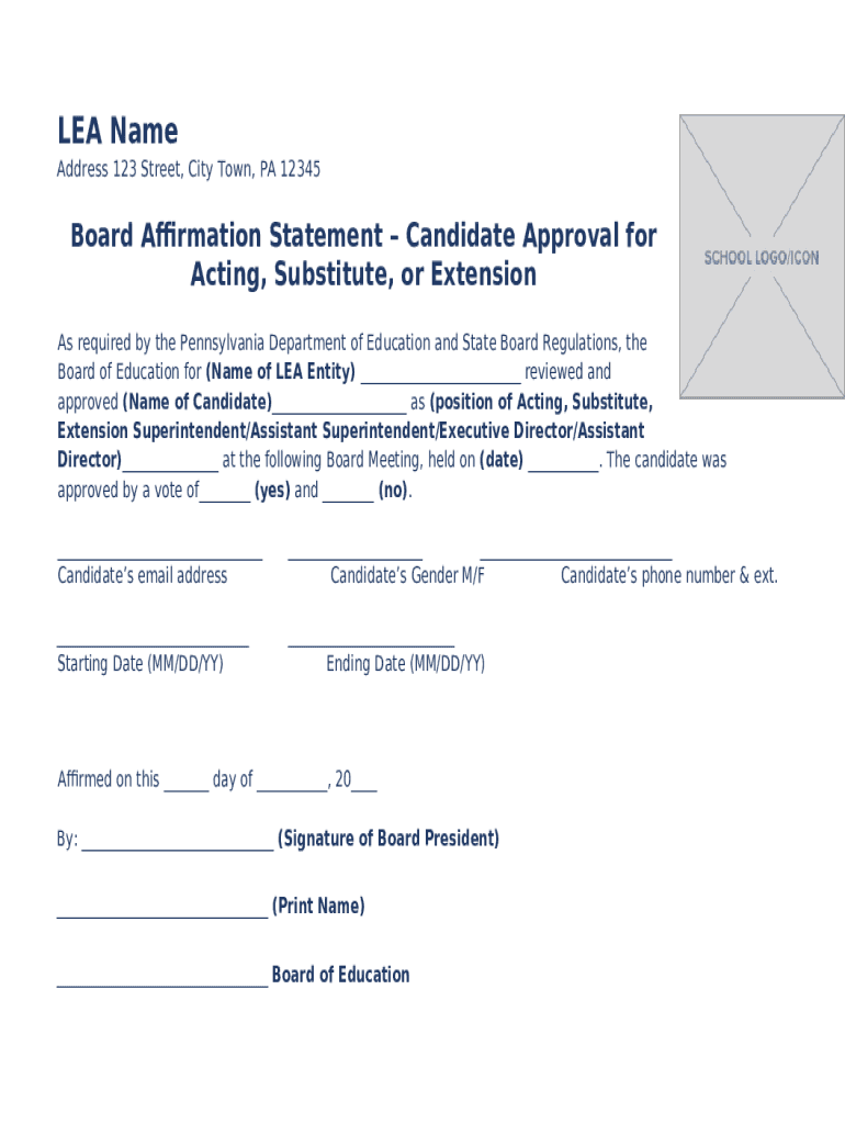 Board Affirmation Statement 21st Century Cyber Charter ... Doc Template ...