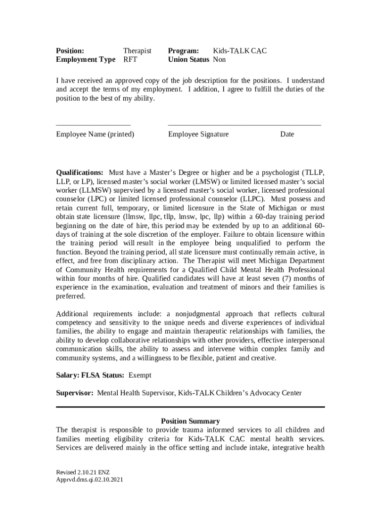 Position:TherapistProgram:Kids-TALK CAC Doc Template | pdfFiller