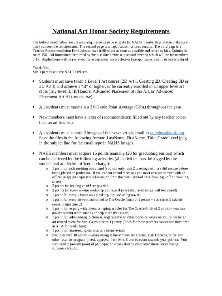 National Art Honor Society / NAHS Constitution Doc Template | pdfFiller