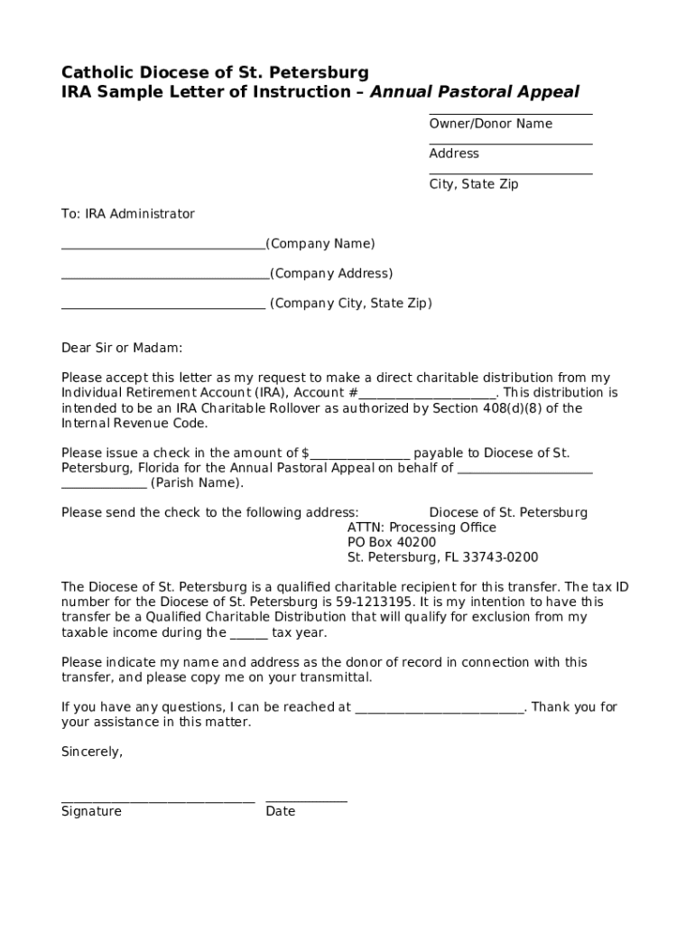 Sample letter for a donor to share with their IRA ... Doc Template ...