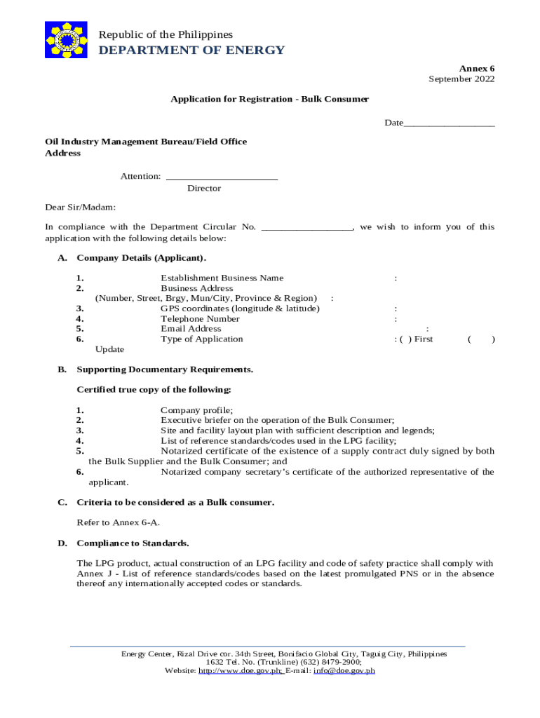 Annex 6 - Registration - Bulk Consumer Doc Template | pdfFiller