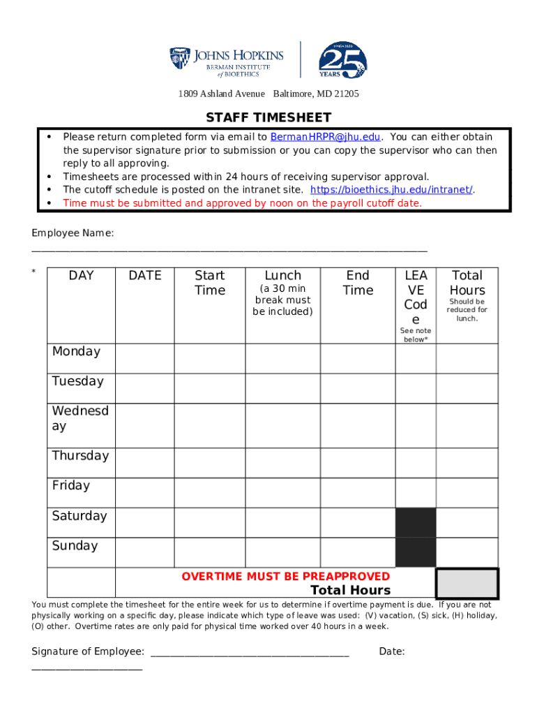 Student Research Assistant Timesheet Doc Template | pdfFiller
