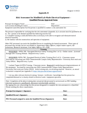 Electrical Risk Assessment - Subcontractors - ehs psu Doc Template ...