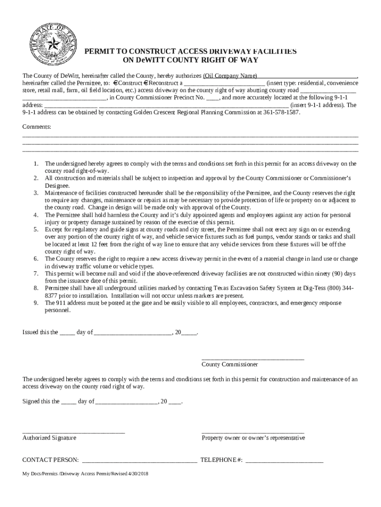 Temporary Right of Way Request and Agreement Doc Template | pdfFiller
