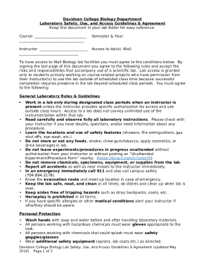Lab Safety Sheet - Biology - Davidson College - bio davidson Doc ...