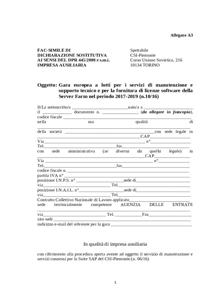 FAC SIMILE OFFERTA ECOMOMICA Doc Template | pdfFiller