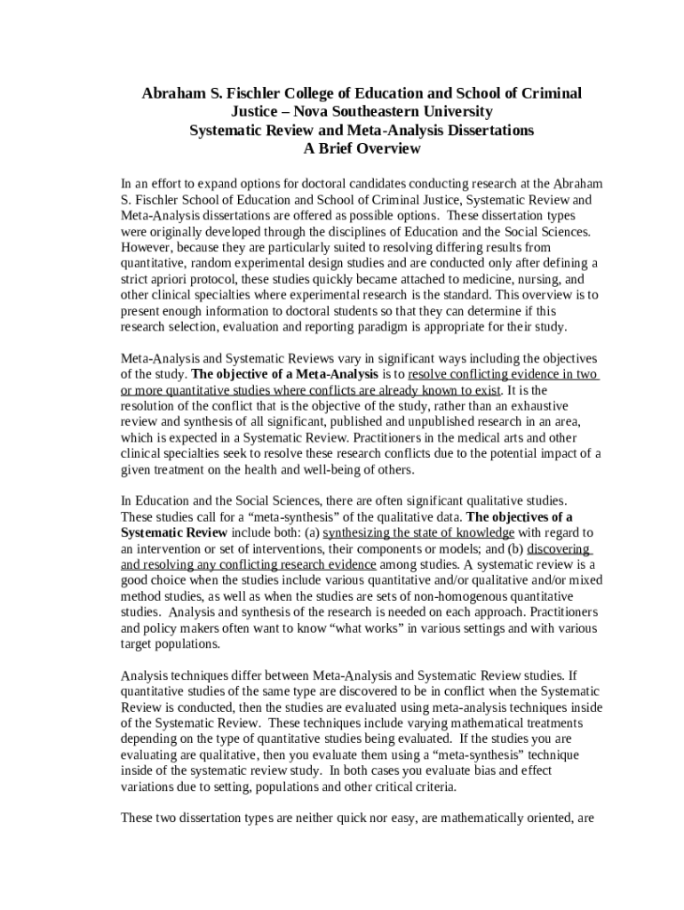 Dissertation Template for Use with Meta Analysis Doc Template | pdfFiller
