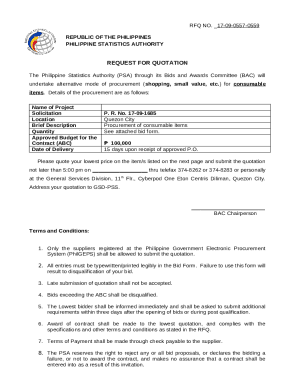 Consumables - PSA Procurement - Philippine Statistics Authority Doc Template | pdfFiller