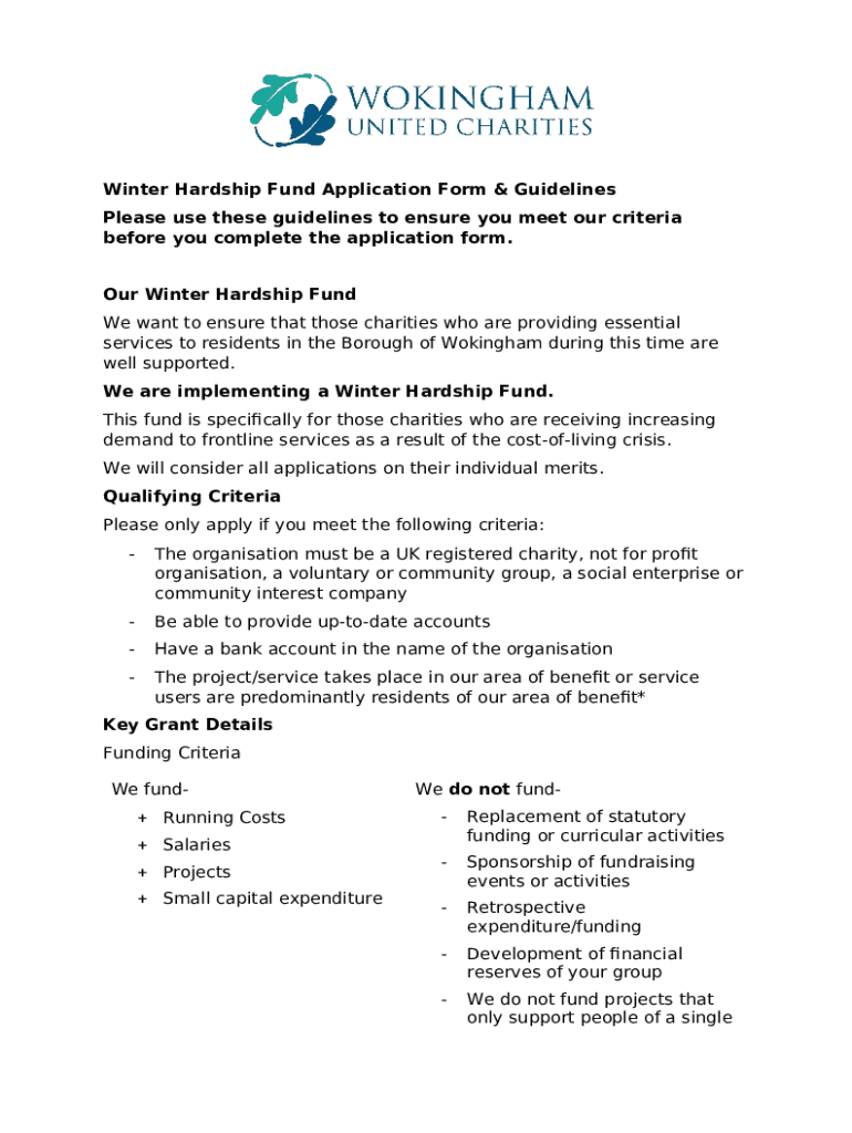 2201 Winter Hardship Fund Application . ... Doc Template | pdfFiller