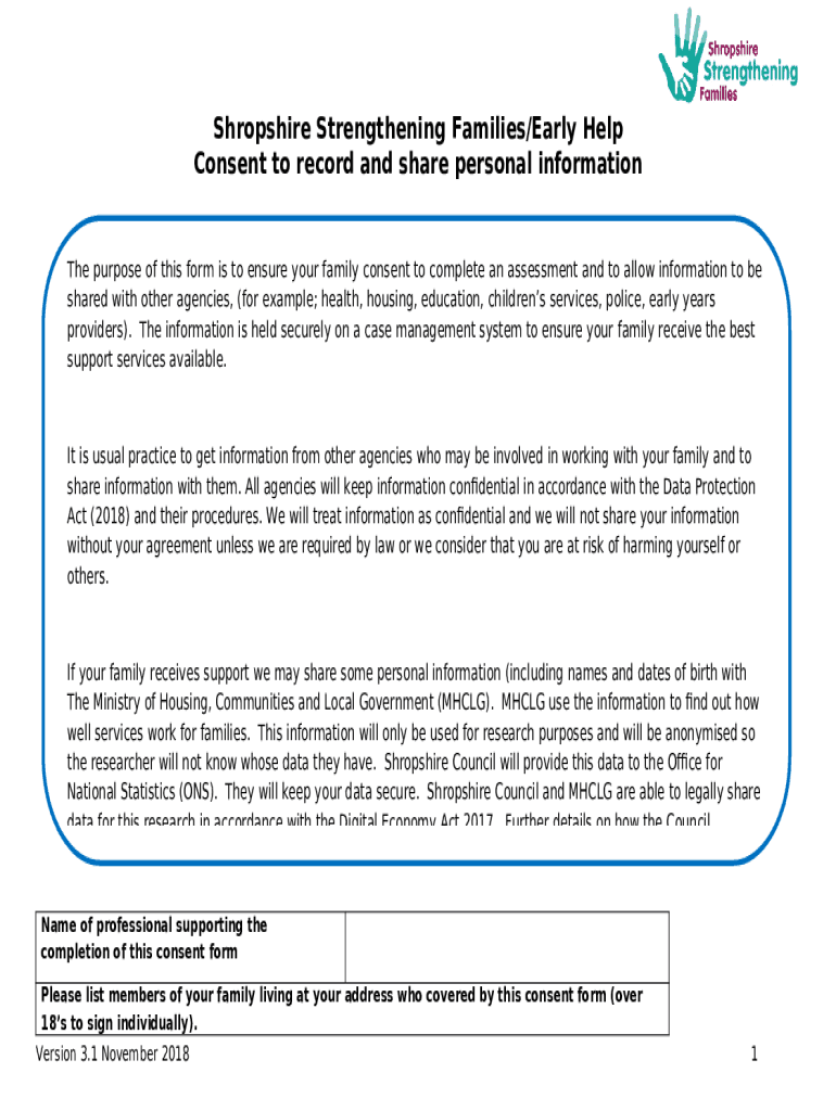 Shropshire Strengthening Families/Early Help Doc Template | pdfFiller