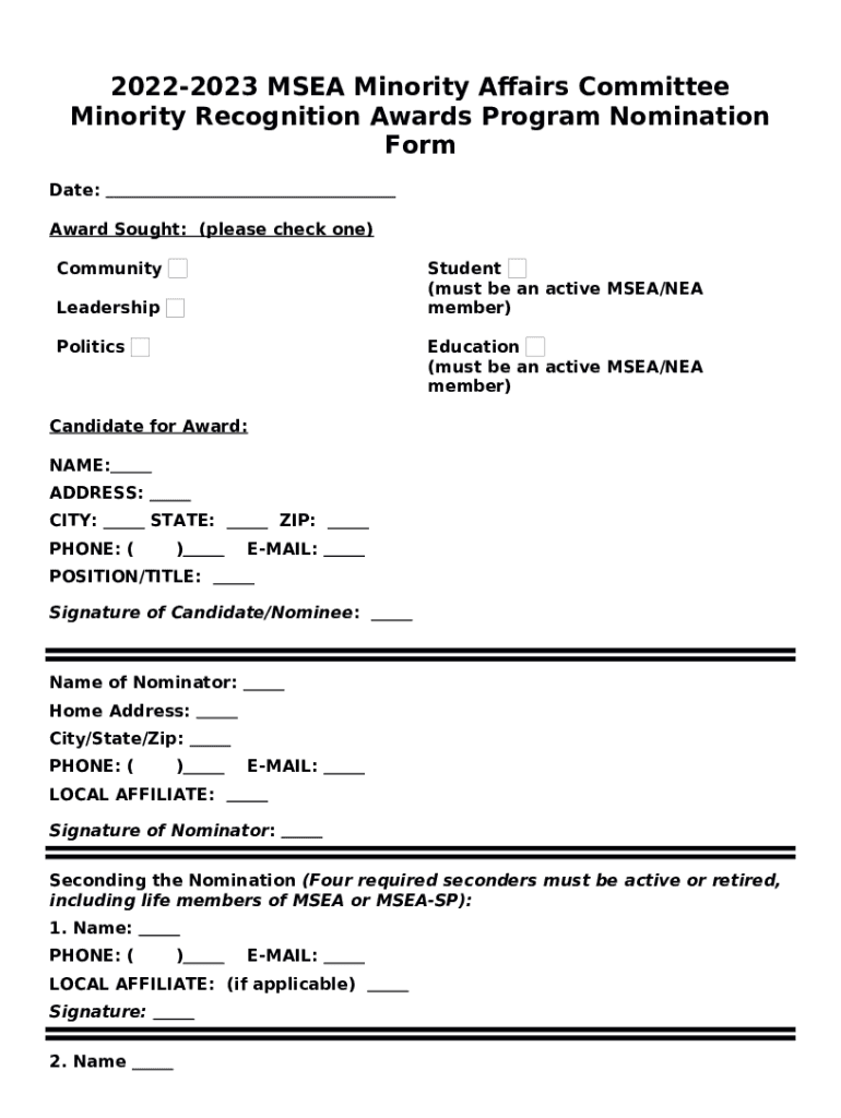 2024 MSEA Election Nomination Doc Template | pdfFiller
