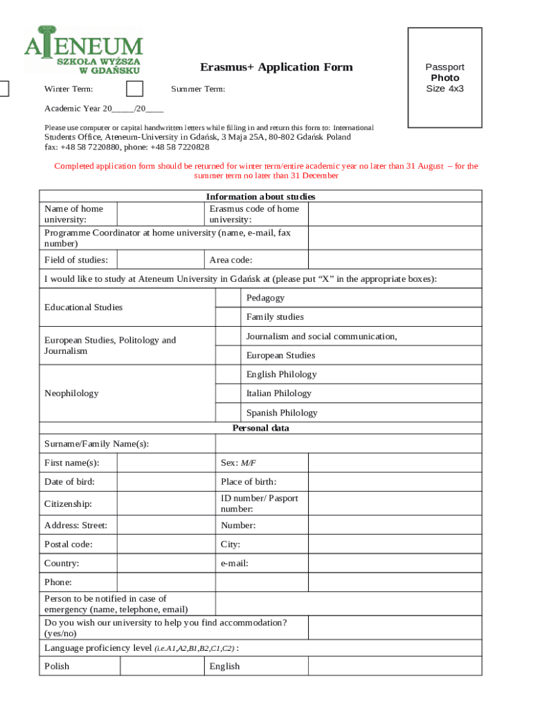 Application Procedure - Erasmus Incoming Students Doc Template | pdfFiller