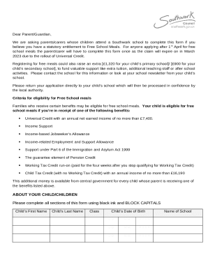 Free-School-Meals-Application-- ... Doc Template | pdfFiller
