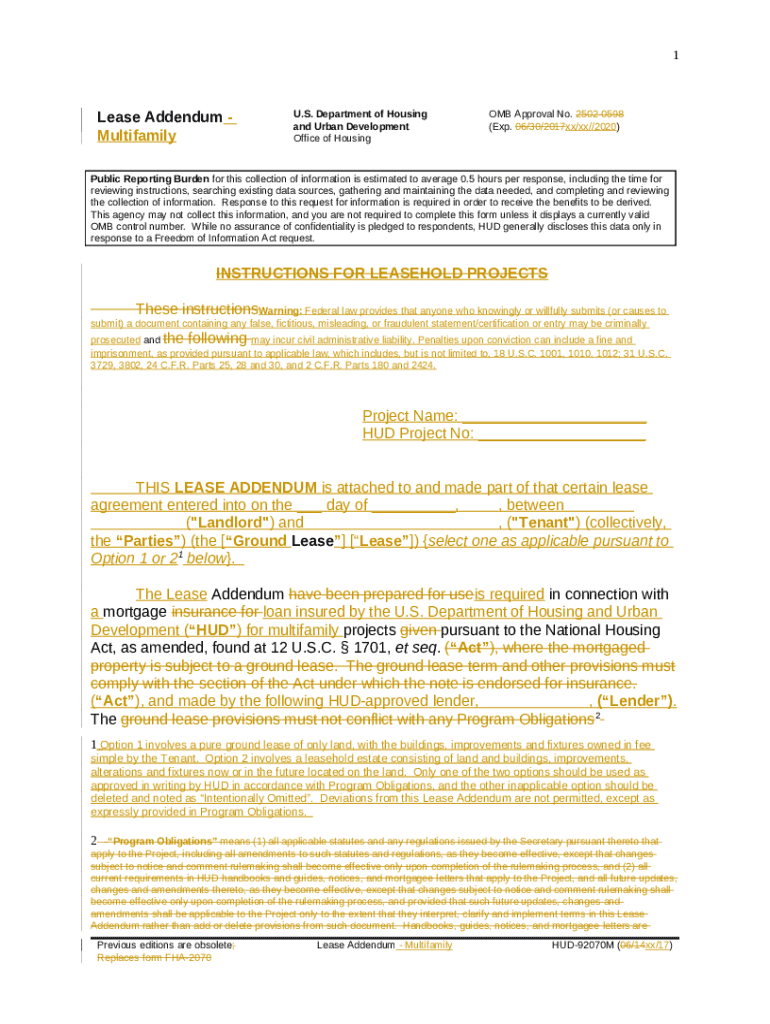 Lease Addendum - Multifamily Doc Template | pdfFiller