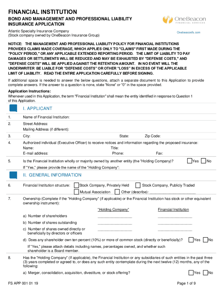 Fillable Online Management and Professional Liability Insurance Fax ...
