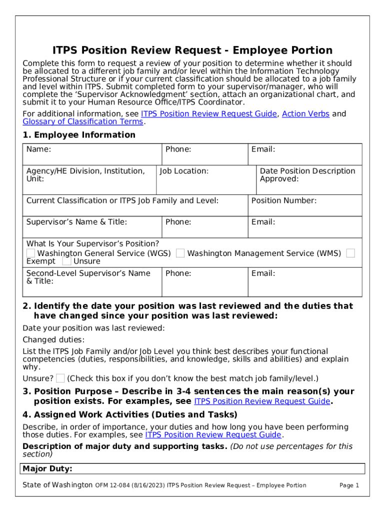 ITPS Position Review Request - Employee Portion - ofm wa Doc Template ...