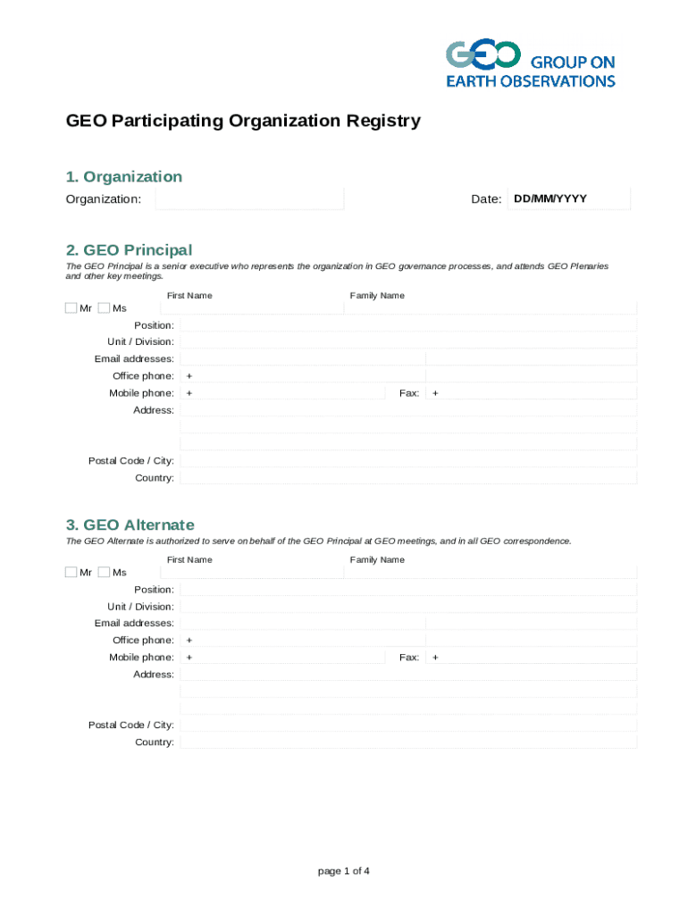 CC is now a Group on Earth Observations (GEO ... Doc Template | pdfFiller