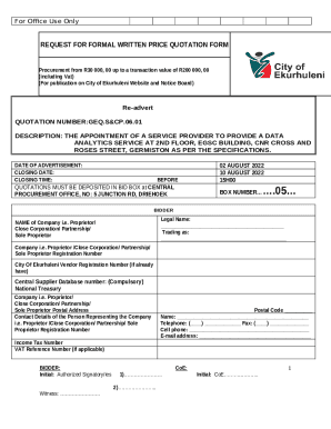 QUOTATION NUMBER:GEQ Doc Template | pdfFiller