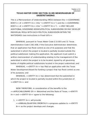 TEXAS WATER CODE SECTION 15.005 MEMORANDUM OF ... Doc Template | pdfFiller