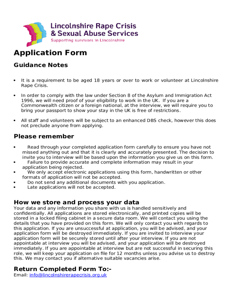 Volunteer Application Guidance Notes Doc Template | pdfFiller