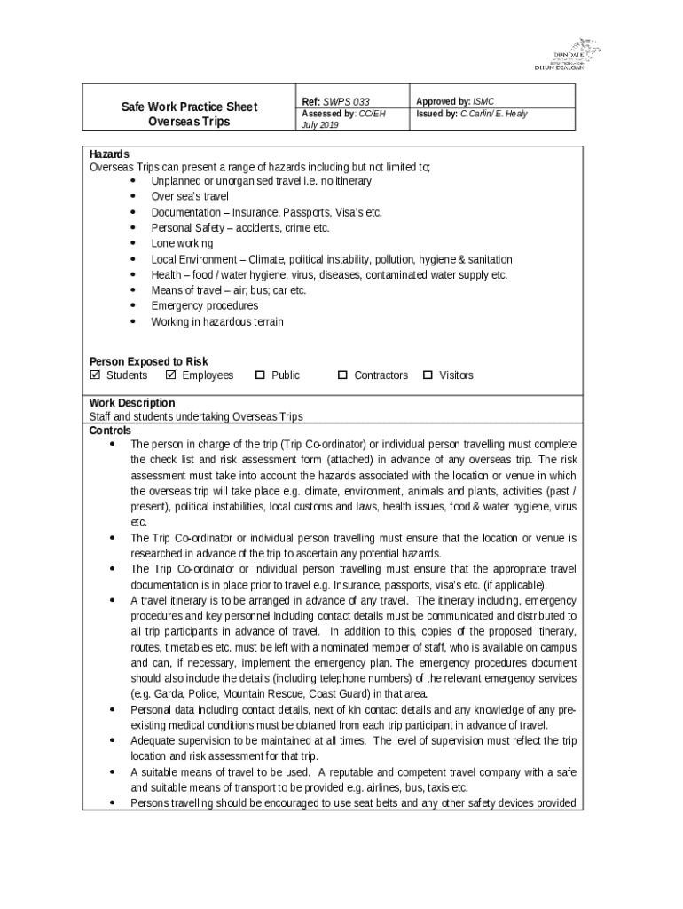 SWPS 033 Overseas Trips Doc Template | pdfFiller