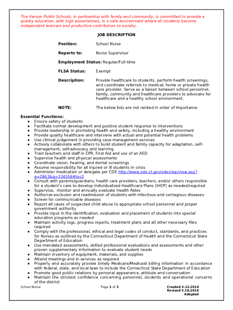 Vernon Center Middle School Home Doc Template | pdfFiller