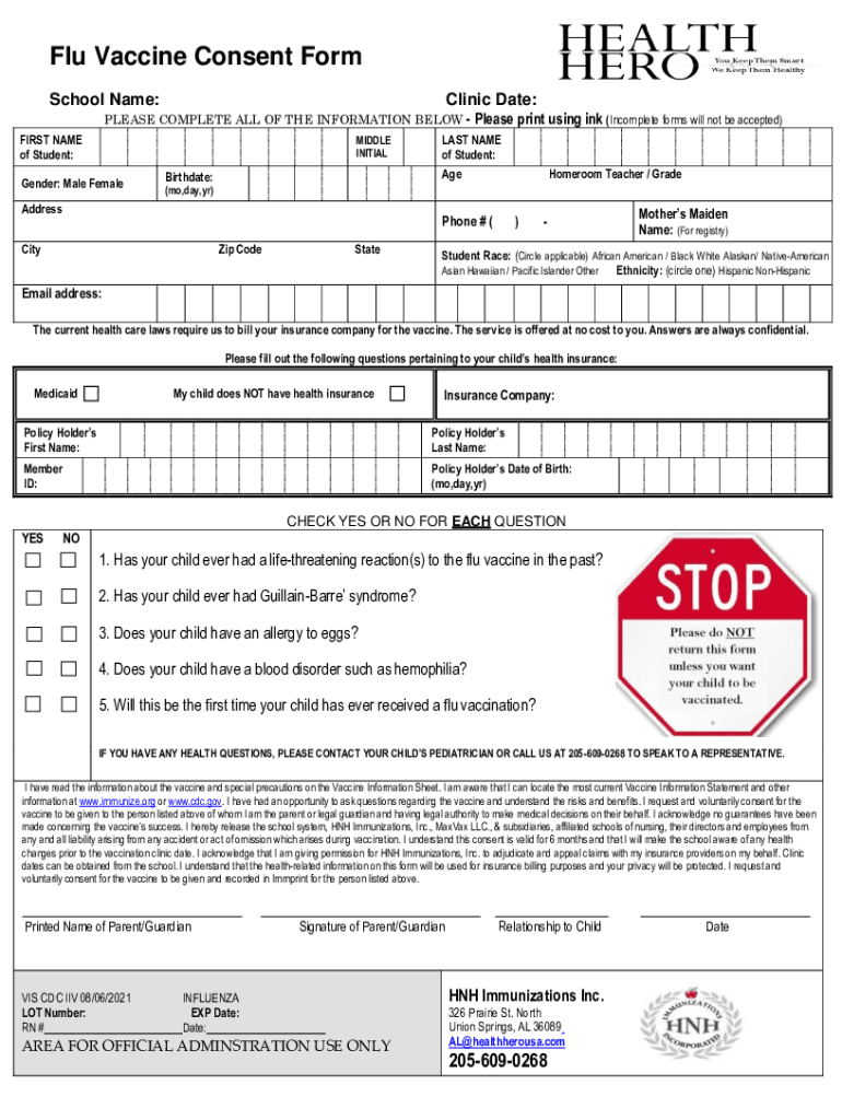 Fillable Online Flu Shot Verification Form - Fill Online, Printable ...