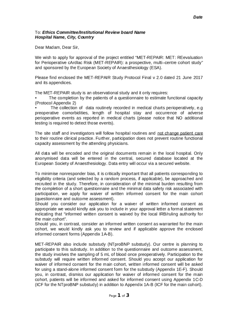 REevaluation for Perioperative cArdIac Risk (MET-REPAIR) Doc Template ...