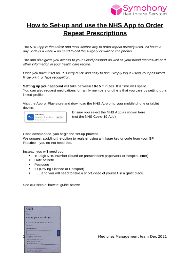 Prescriptions in your NHS App - NHS App help and support Doc Template ...