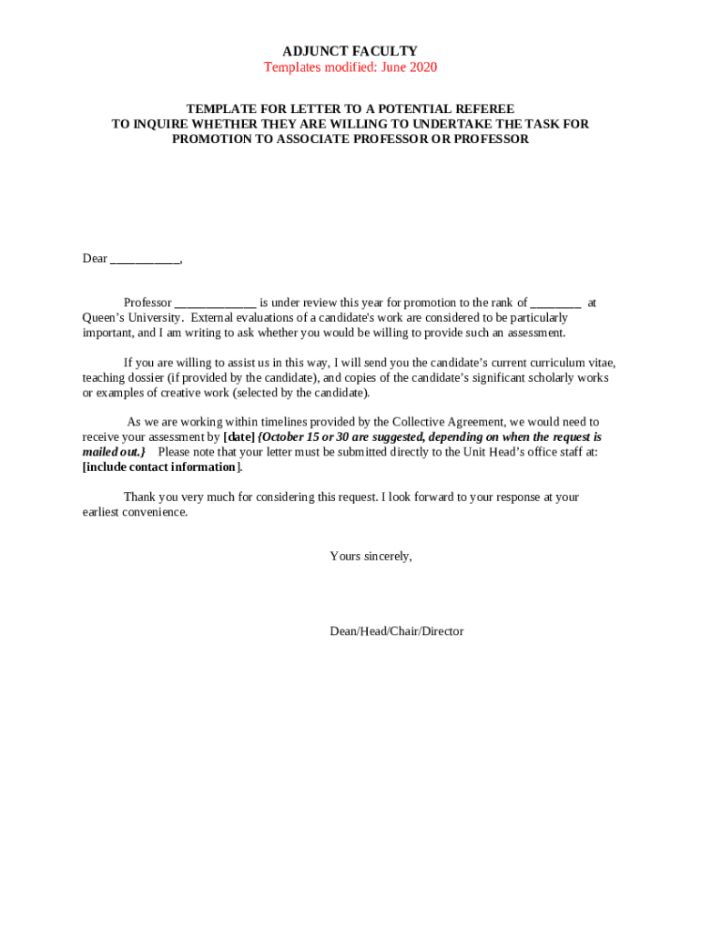 Referee Solicitation Letter Template Professoriate Stream - healthsci queensu Doc Template ...