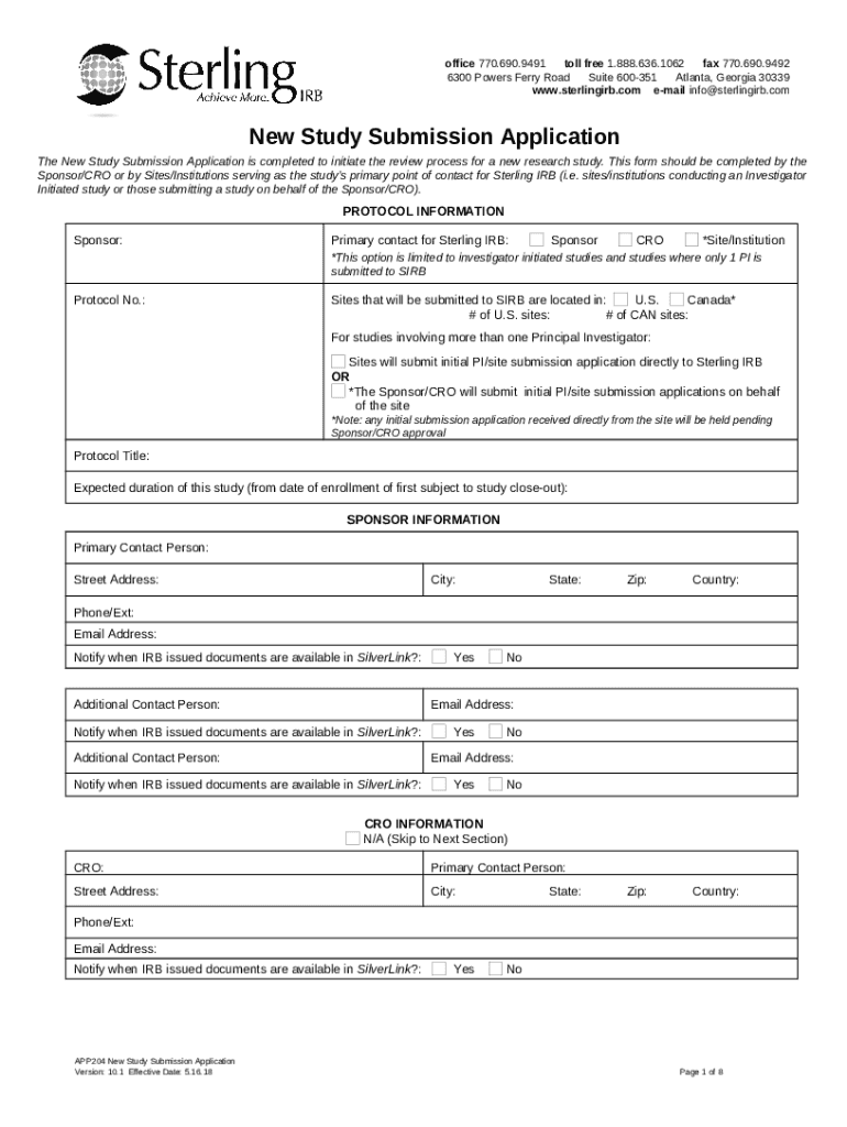 Submit a New Site For Review - Sterling IRB Doc Template Doc Template ...