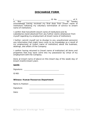 Employee Discharge - The Cardinal Education Network Doc Template ...