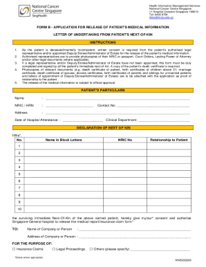 Fillable Online FORM BLetter of Undertaking Form Patient's Next-of-Kin ...