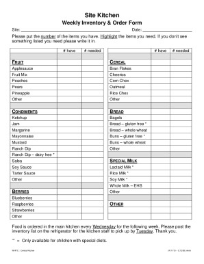 Fillable Online Free Printable Kitchen Inventory Templates Fax Email ...