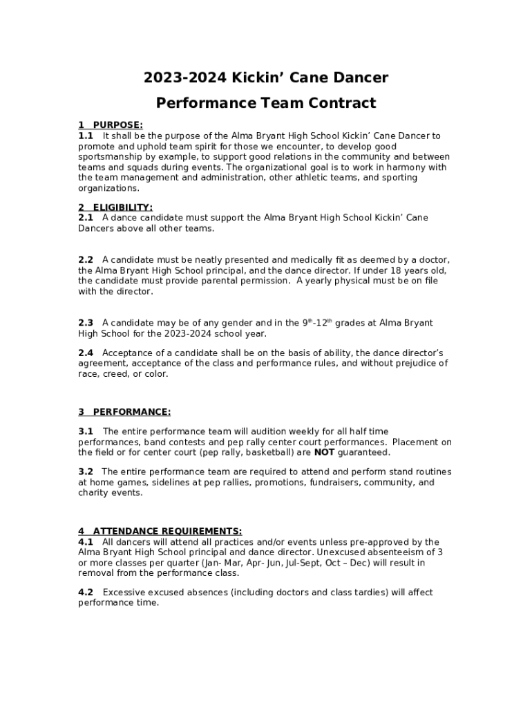 ABHS Dance Department & Kickin' Cane Dancers Doc Template | pdfFiller