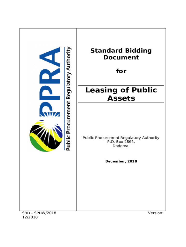 Standard Tendering Document for Leasing of Public Assests Doc Template | pdfFiller