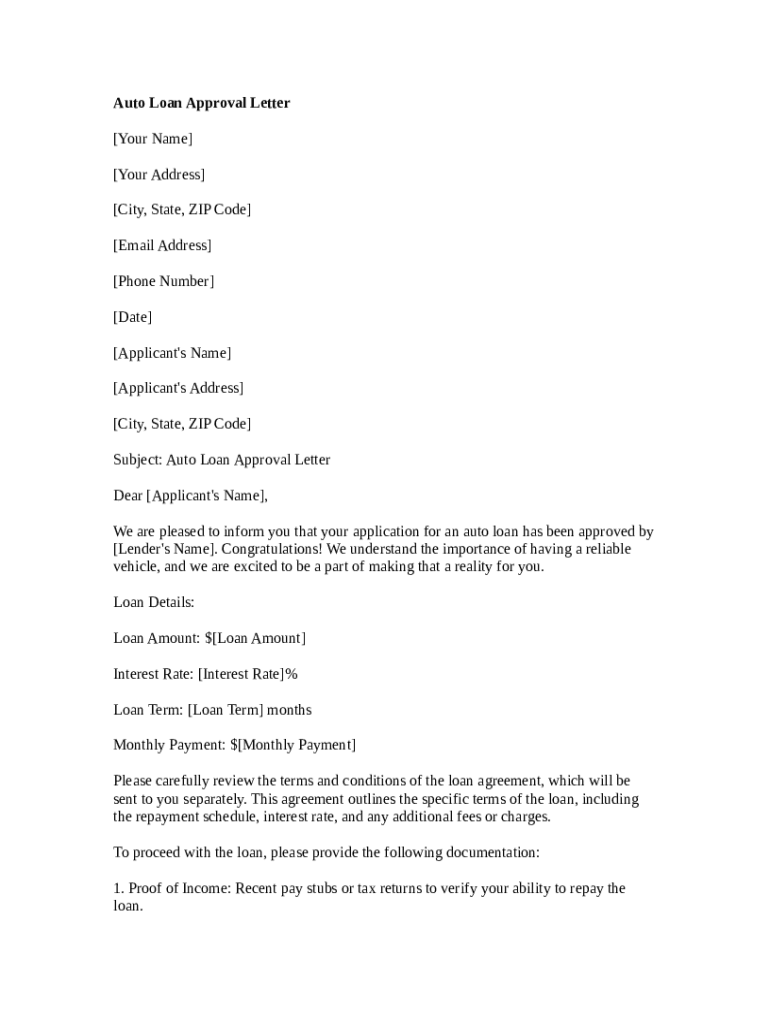 Loan Approval Letter - Fill Out and Sign Printable ... Doc Template ...