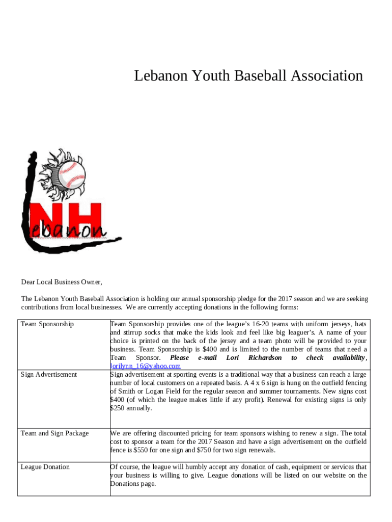 LYBA Sponsorship 3-18-15 Doc Template | pdfFiller