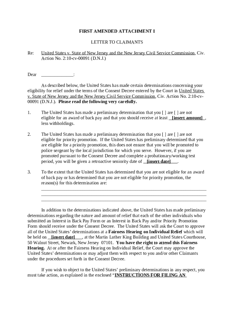 first amended attachment g letter to non claimants Doc Template | pdfFiller