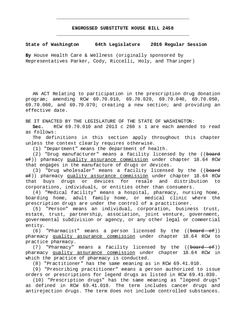 ENGROSSED SUBSTITUTE HOUSE BILL 2458 Doc Template | pdfFiller