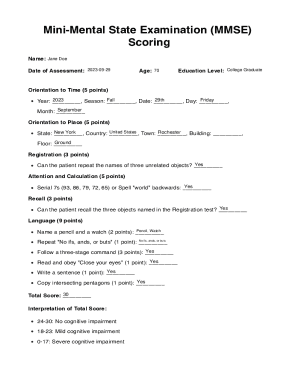 Fillable Online The Mini-Mental State Exam for Alzheimer's Fax Email ...