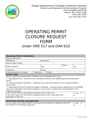 Operating Permit Closure Request Checklist Doc Template | pdfFiller