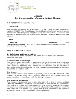 Recovery Refuge Licence and Housing Agreement Doc Template | pdfFiller
