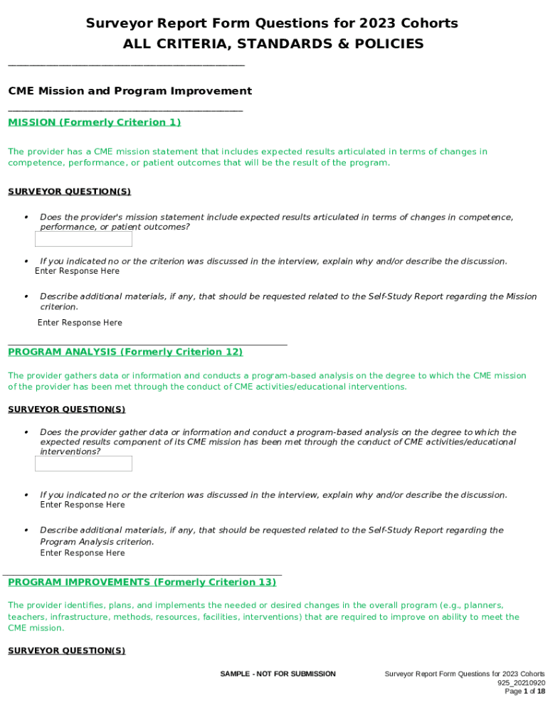Surveyor Report Questions for 2023 Cohorts ... Doc Template | pdfFiller