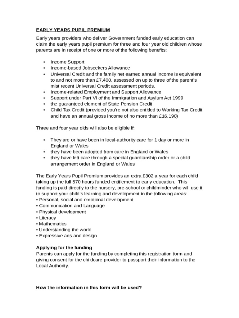 How to claim Early Years Pupil Premium (EYPP) funding Doc Template ...
