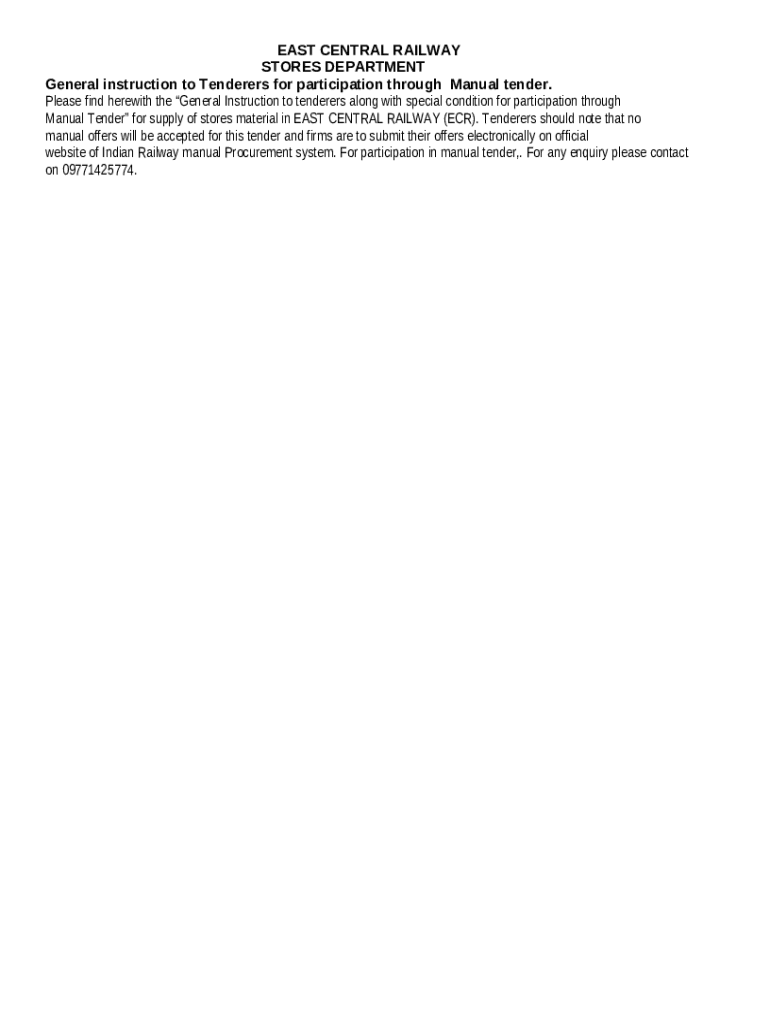 Instructions to Tenderers for E-Tenders and Manual ... Doc Template | pdfFiller